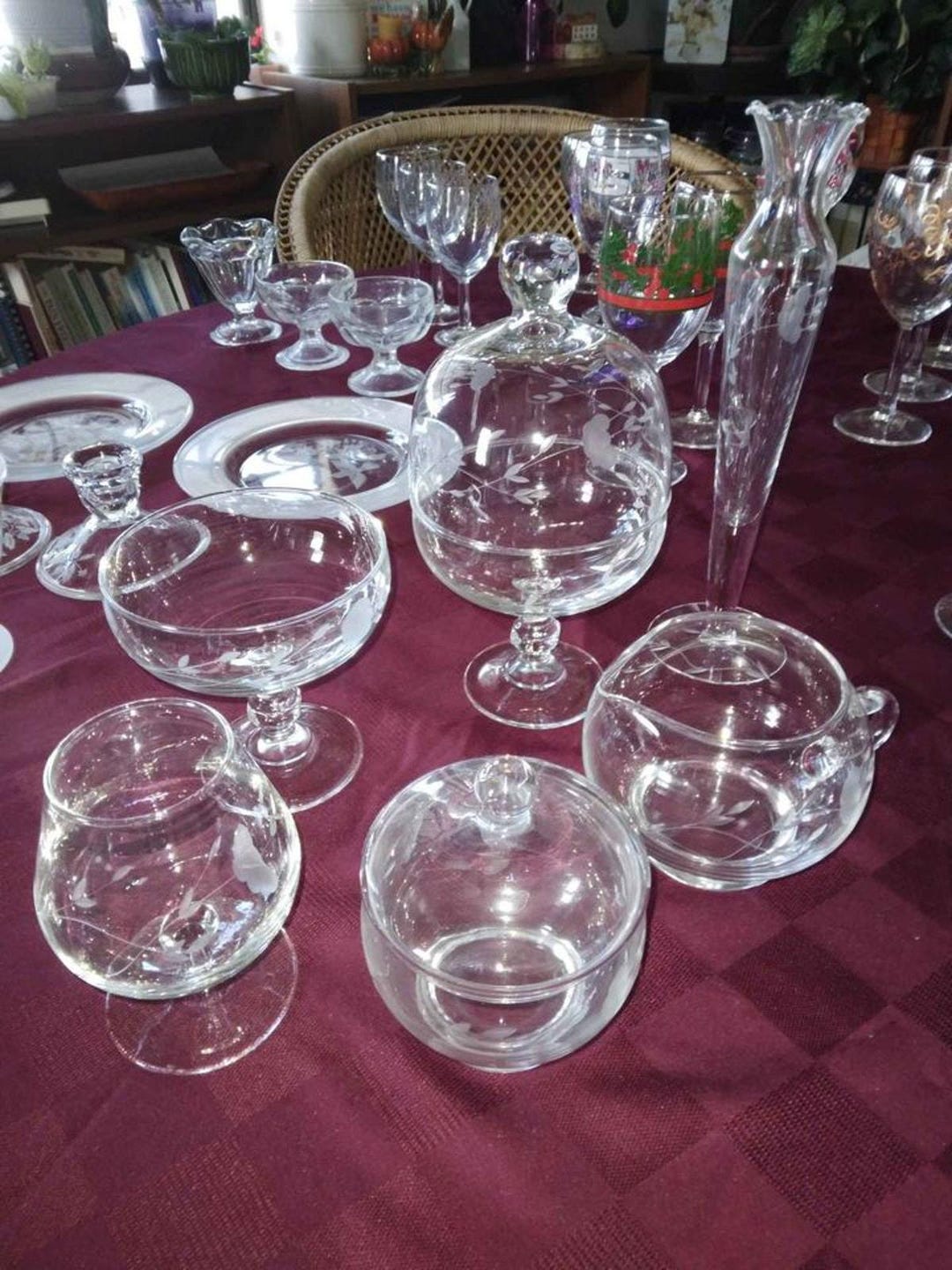 8 Pc Princess House Etched Heritage Crystal Glassware - Etsy