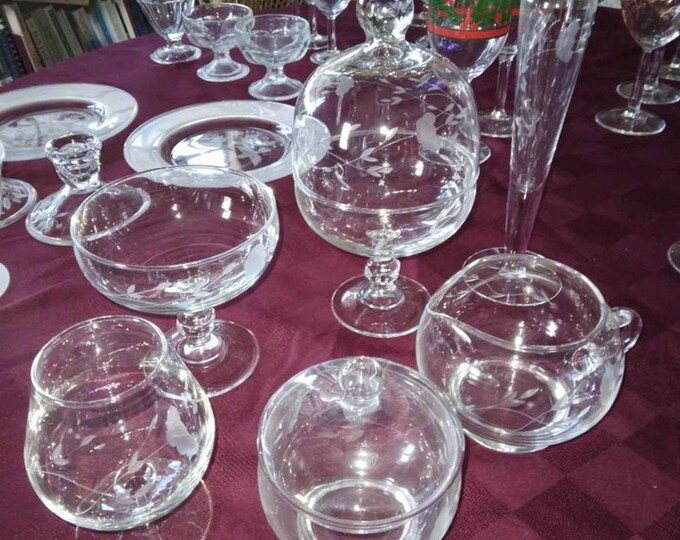 8 Pc Princess House Etched Heritage Crystal Glassware - Etsy