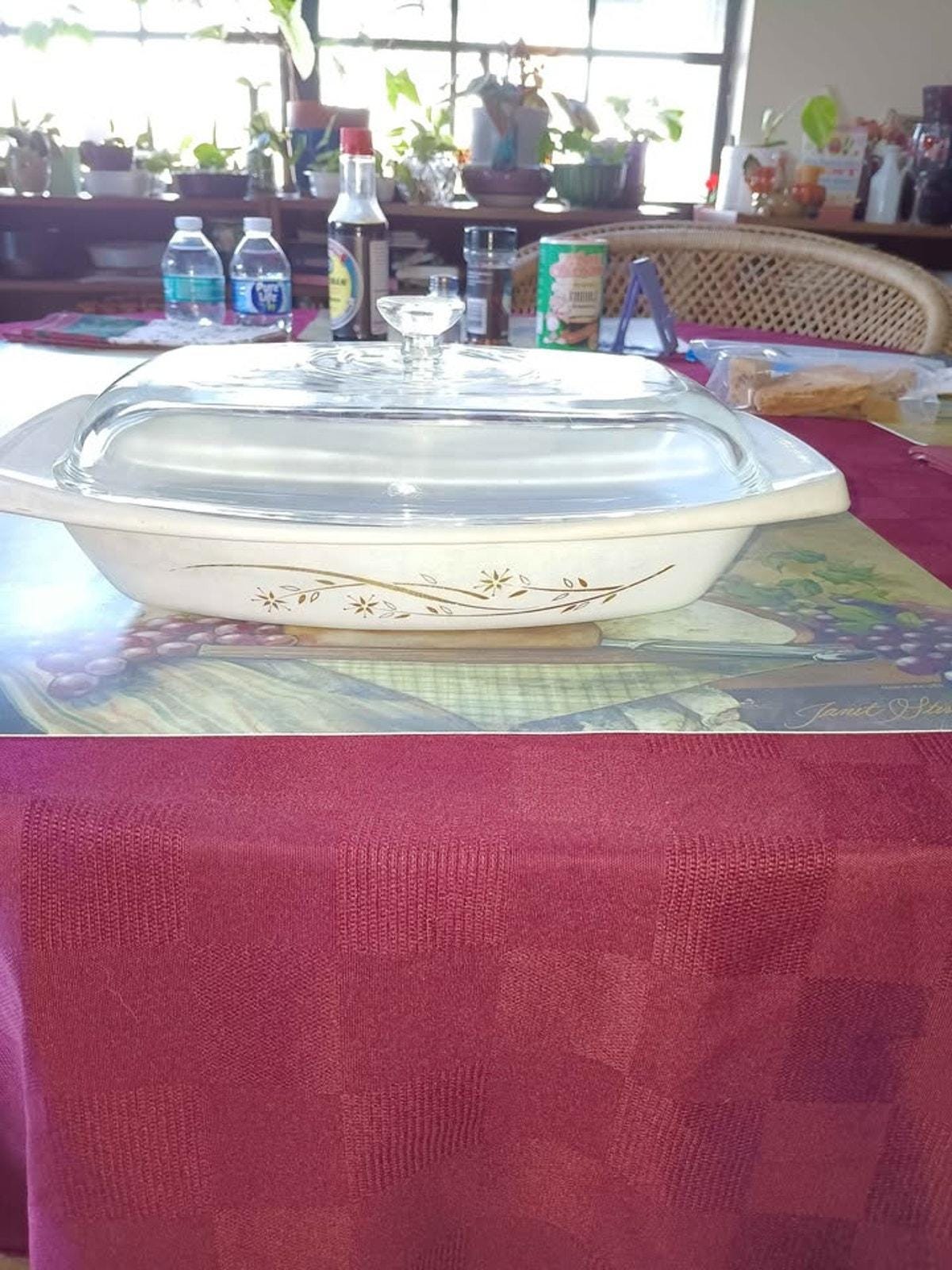 Vintage Pyrex #035 2.5 Qt Casserole Dish & Lid Honeysuckle Pattern ...