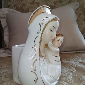 Vintage Ceramic Madonna & Child - Nativity Ceramic Figurine Porcelain ...