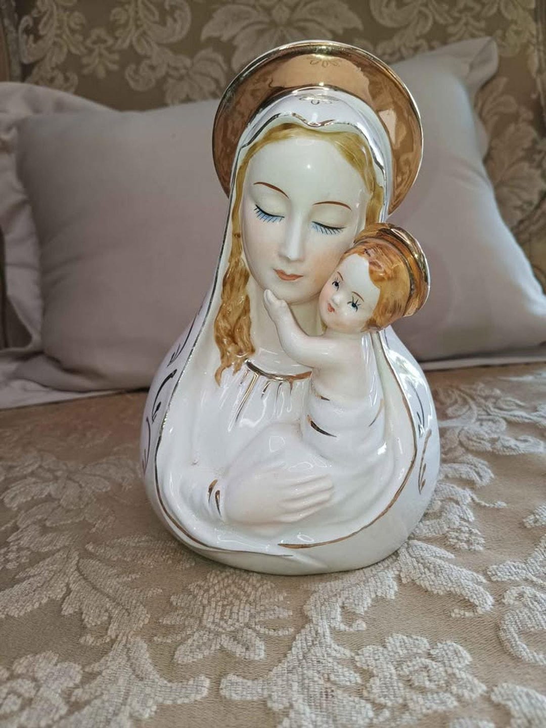 Vintage Ceramic Madonna & Child - Nativity Ceramic Figurine Porcelain ...