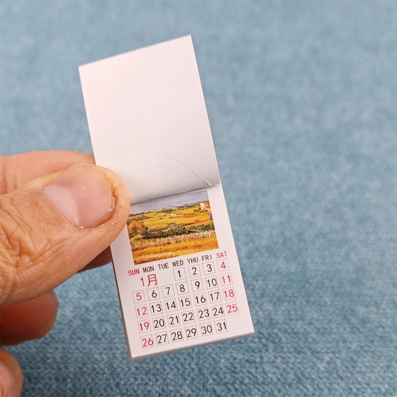 Dollhouse Paper Wall Calendar Miniature 1/12 Scale Model Decortion Diy ...