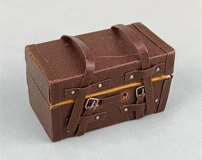 Miniature Green Suitcase With Travel Stickers 1:12 Scale Diorama Prop ...