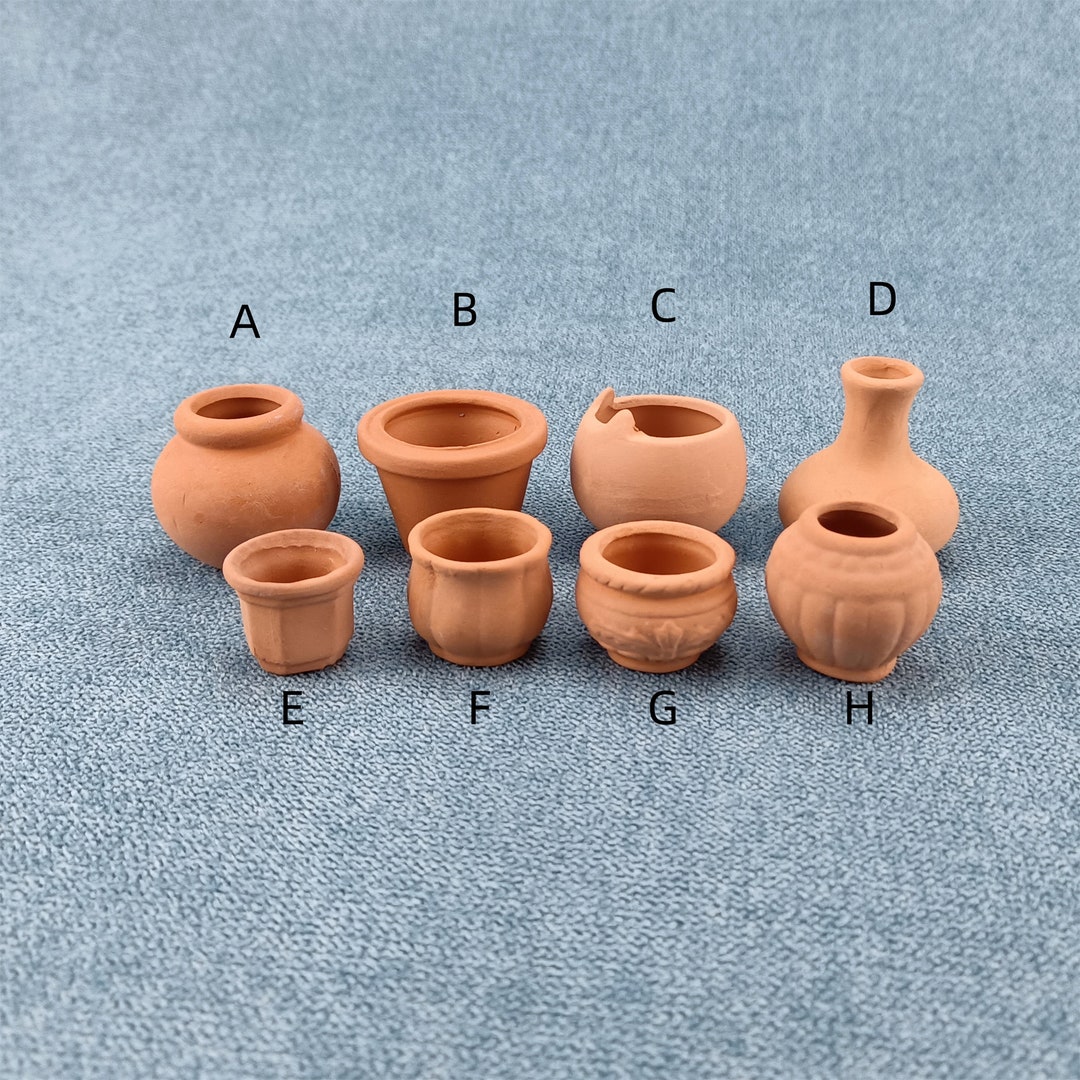 Miniature Coarse Pottery Flowerpot Vase Toys Dollhouse Home Decor Gift ...