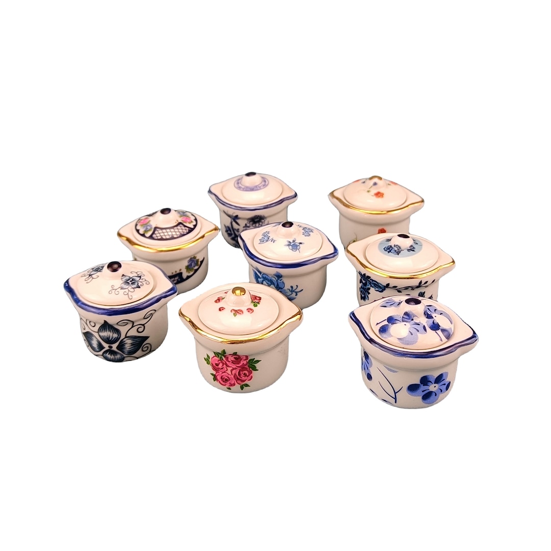 Toy DIY Dollhouse 1:12 Scale Miniature Model Kitchen Ceramic Soup Pot ...