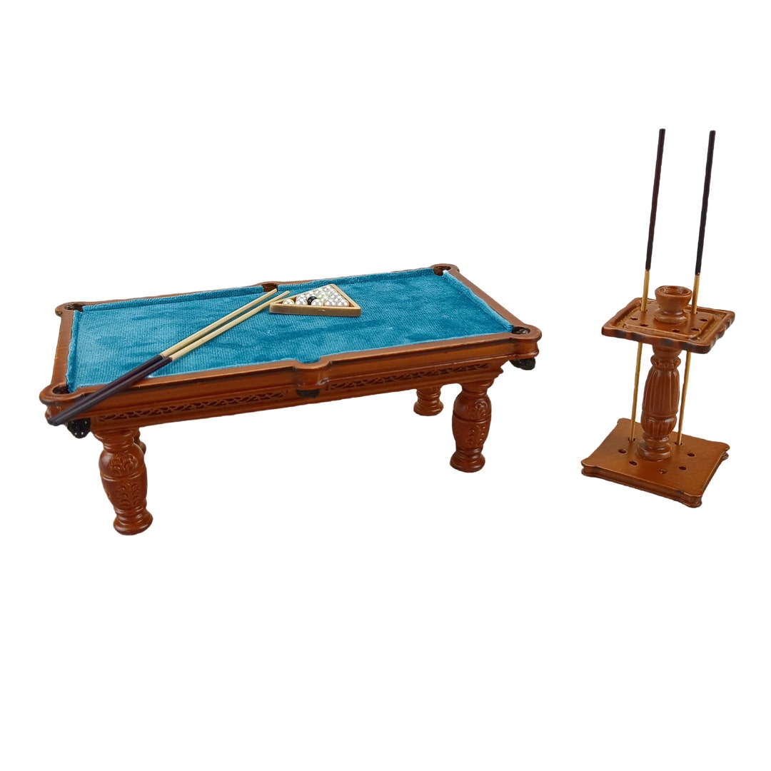 Miniature Dollhouse 1:12 Scale Hand Carved Wooden Billiard Table and ...