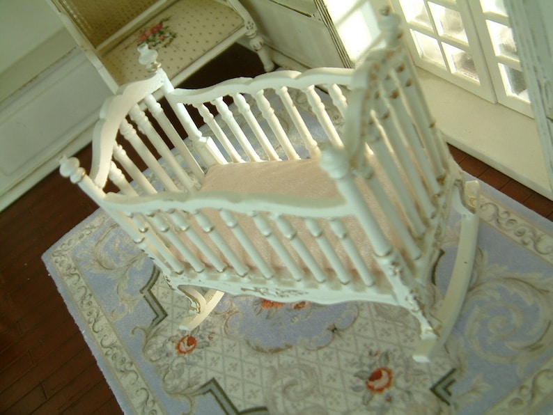 Elegant Gold White Luxury Hand Crafted Victorian Cradle 1/12 Scale ...
