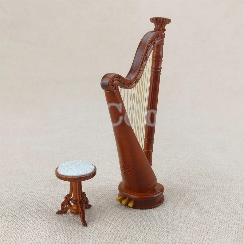 Miniature Dollhouse 1:12 Scale Plucked String Instruments Harp and ...