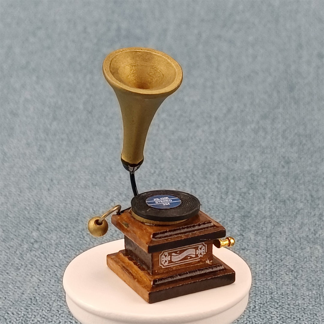Dollhouse Old Gramophone Miniature 1/12 Scale Decortion Diy Toys Gift ...