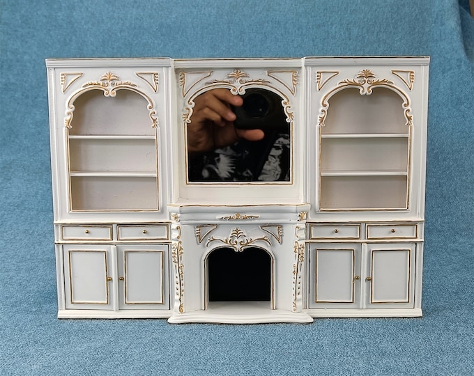 Miniature Dollhouse 1:12 Scale Furniture Model White Fireplace Wall ...
