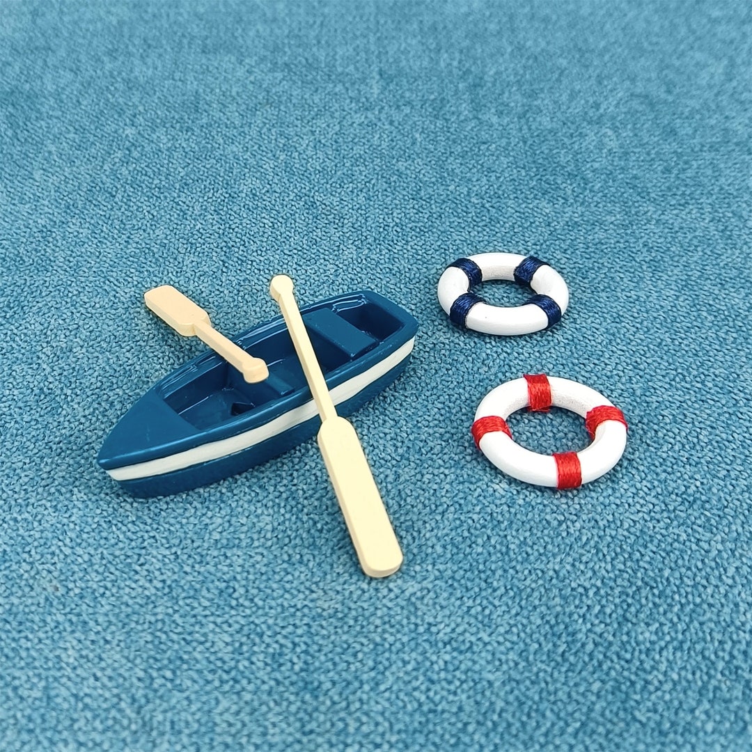 Miniature Toys Dollhouse Gift 1:12 Beach Boat/ Boat Paddles/ Swimming ...