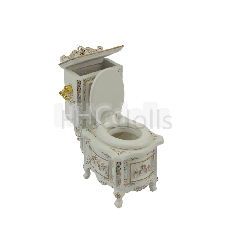 Miniature Dollhouse 1:12 Scale Hand Painted Bathroom Model Toilet ...