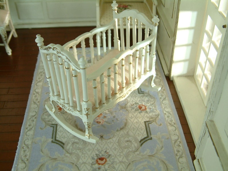 Elegant Gold White Luxury Hand Crafted Victorian Cradle 1/12 Scale ...