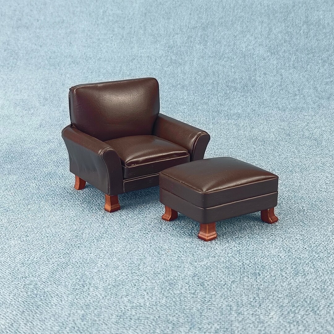 Miniature Dollhouse 1:12 Scale Chair and Ottoman Model Furniture - Etsy