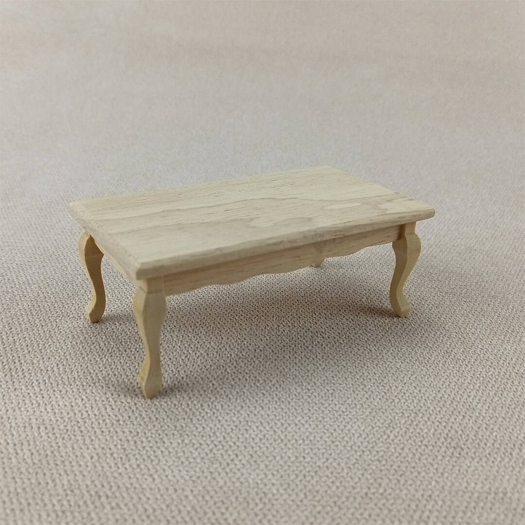 Wooden Toy Tea Table Dollhouse Miniature Furniture 1/12 Scale Unpainted ...
