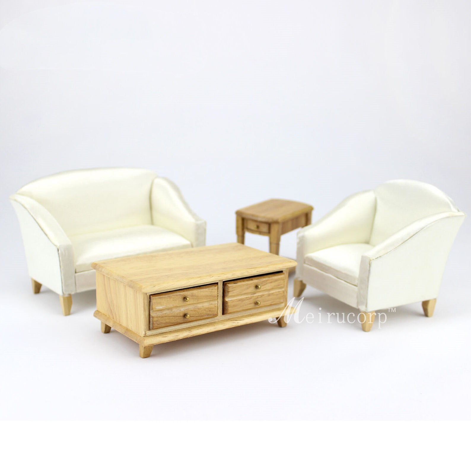 Dollhouse 1/12 Scale Miniature Furniture Wooden Hand Living Room 7 Pcs ...