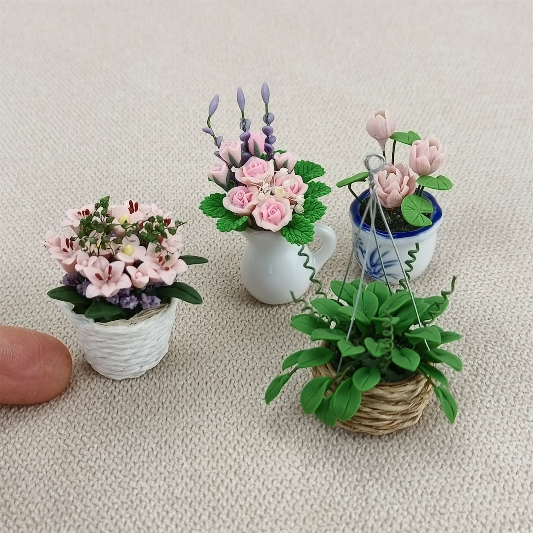 Dollhouse 1:12 Scale Miniature Plants Clay Flower Model Handicrafts - Etsy