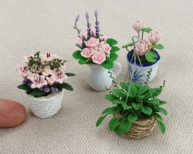 Dollhouse 1:12 Scale Miniature Plants Clay Flower Model Handicrafts - Etsy