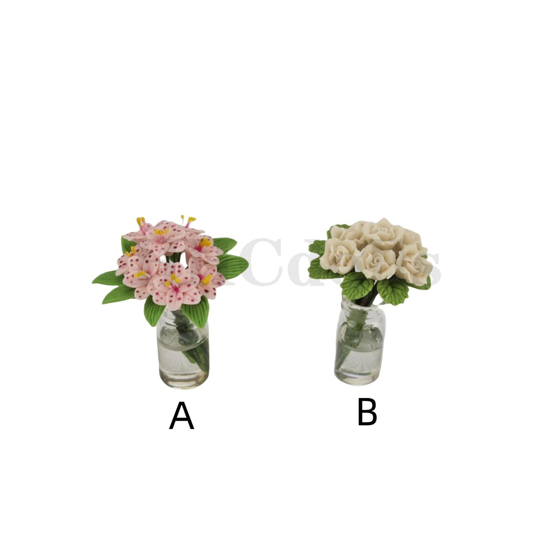 Dollhouse 1:12 Scale Miniature Decoration Hydroponic Flower Model Clay ...