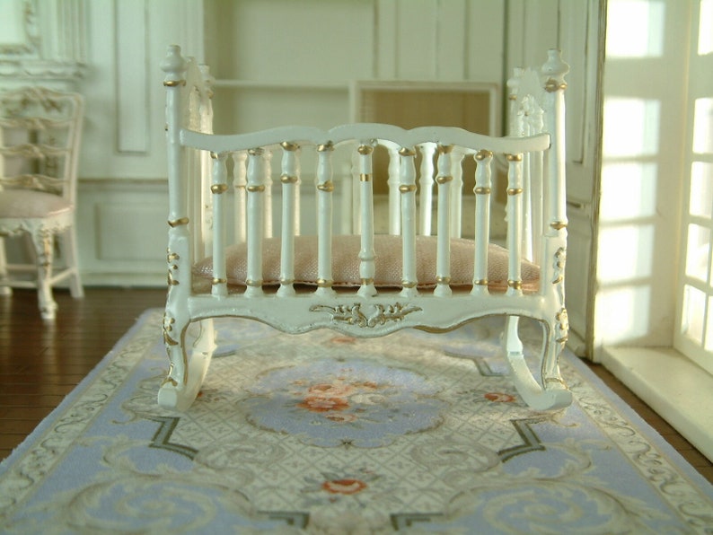 Elegant Gold White Luxury Hand Crafted Victorian Cradle 1/12 Scale ...
