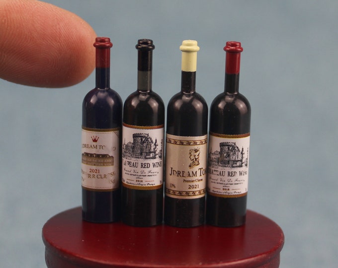One Dozen 12 Vineyard Wine Bottles 1/12 Scale Dollhouse Miniature Wine ...