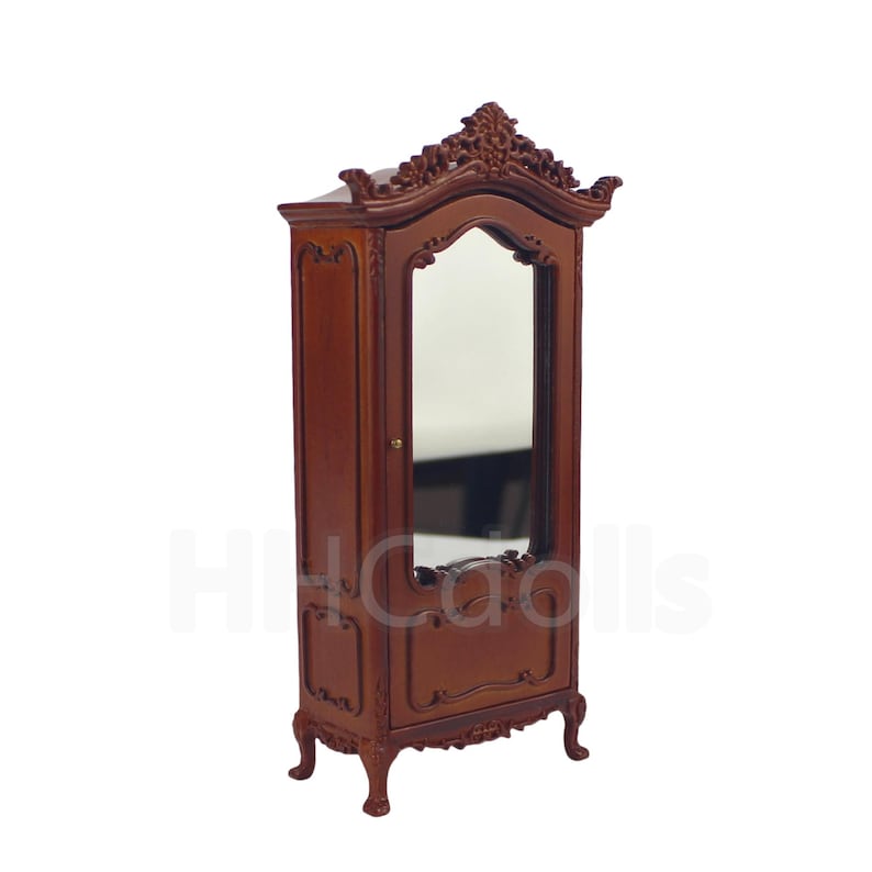Miniature Wooden Handmade Dollhouse 1:12 Scale Bedroom Bed/wardrobe ...