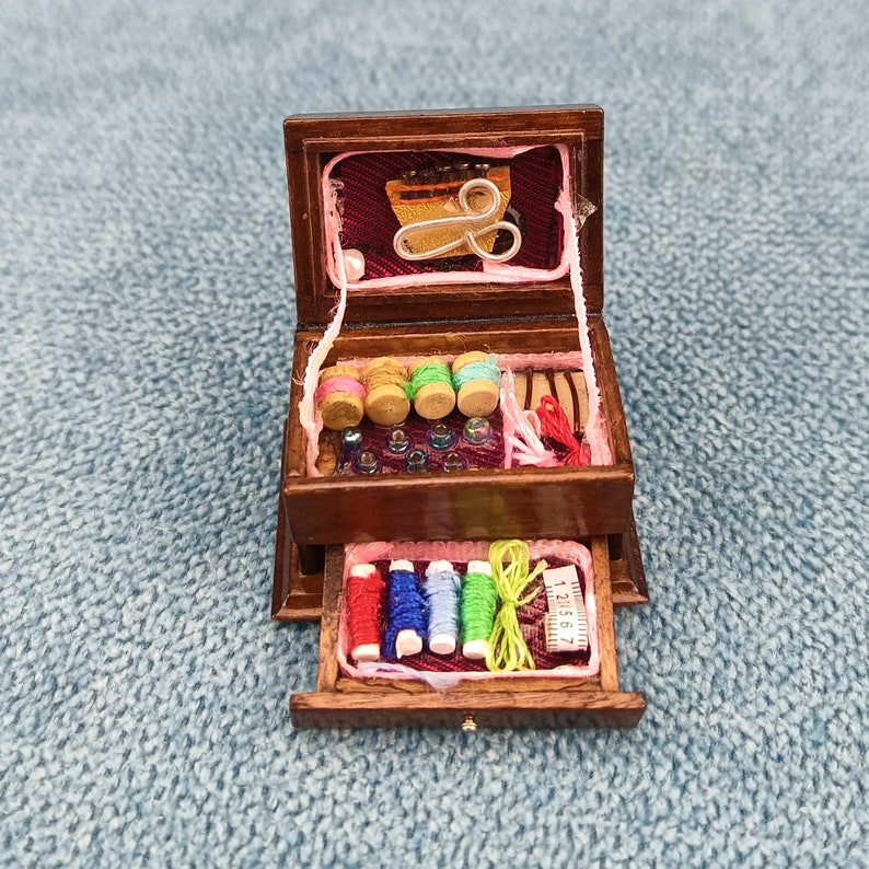 Miniature Sewing Box Dollhouse 1:12 Scale Toy Gift - Etsy
