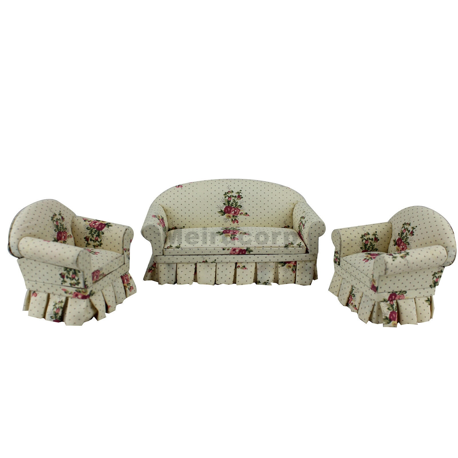 Dollhouse 1/12 Scale Miniature Furniture Living Room Floral Pattern ...