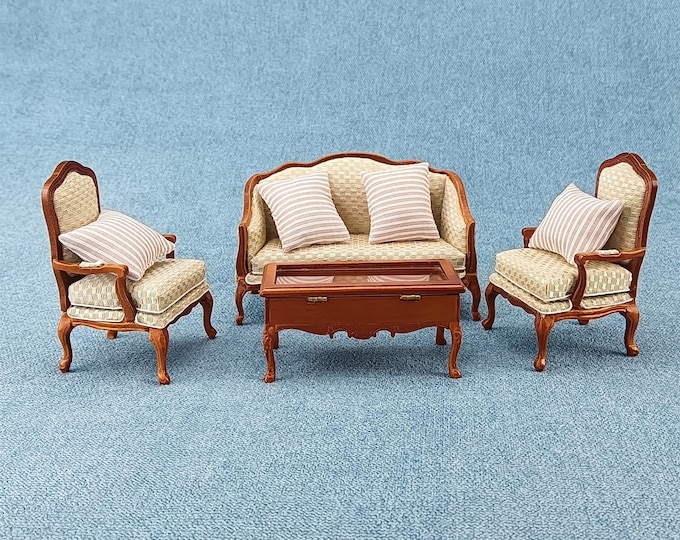 Miniature Dollhouse 1:12 Scale Furniture Living Room Sofa and Chair Tea ...