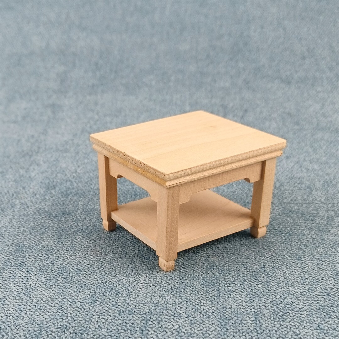 Wooden Toy Dollhouse Miniature Furniture 1/12 Scale Unpainted Square ...