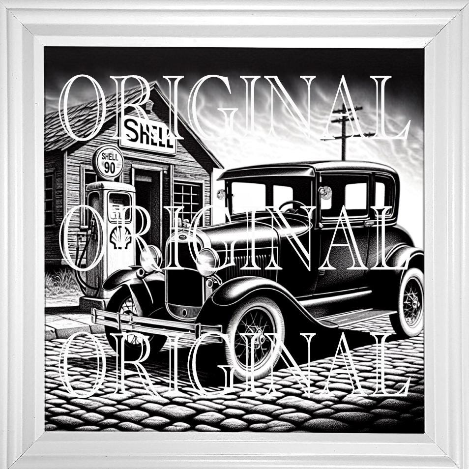 Engraved Ford Model A Glass Art: Vintage Car Wall Decor - Etsy