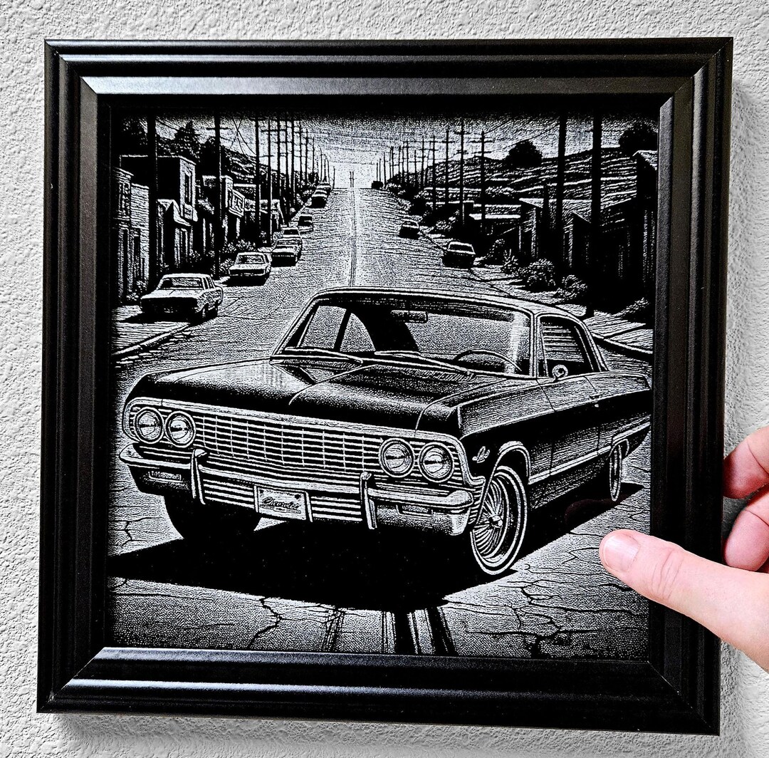 Engraved Chevy Impala Glass Art: Classic Car Wall Decor - Etsy