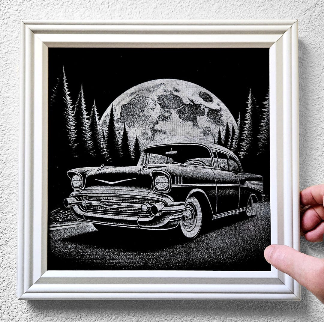 Engraved Glass, 1955 Chevy, Engraved Photo, Wall Art, Unique Gifts ...