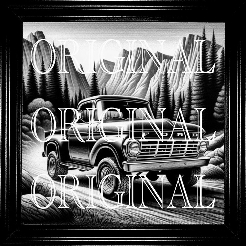 Engraved Ford Truck Glass Wall Art: Vintage Home Decor - Etsy