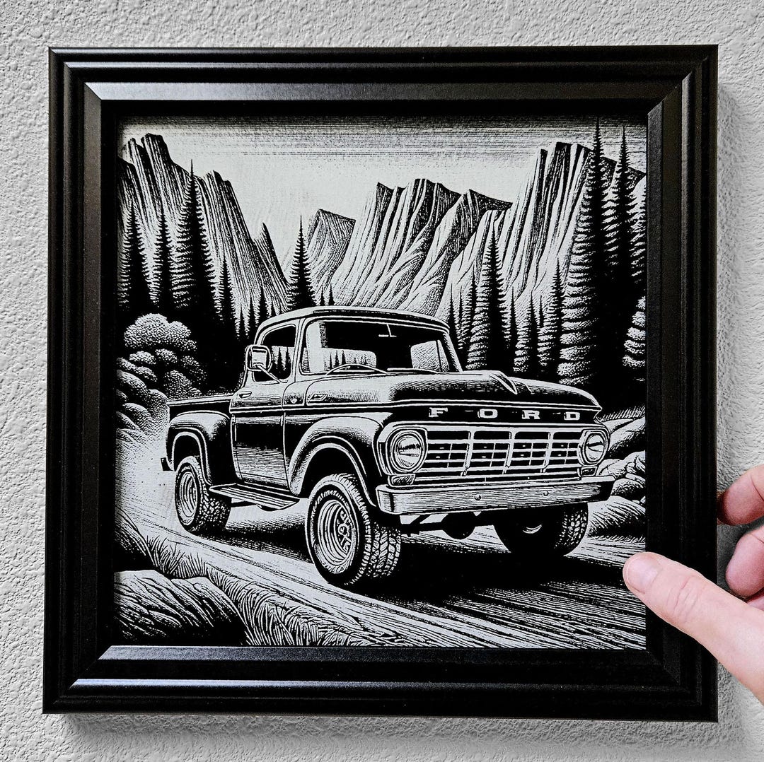 Engraved Ford Truck Glass Wall Art: Vintage Home Decor - Etsy