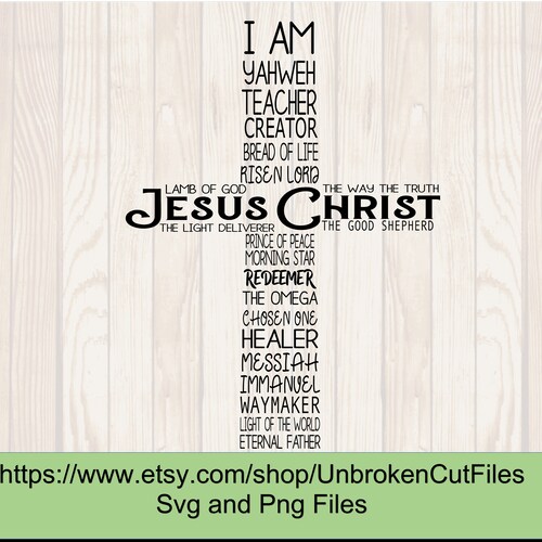 Names of Jesus Jesus Christ Svg Cross Svg Waymaker Svg - Etsy