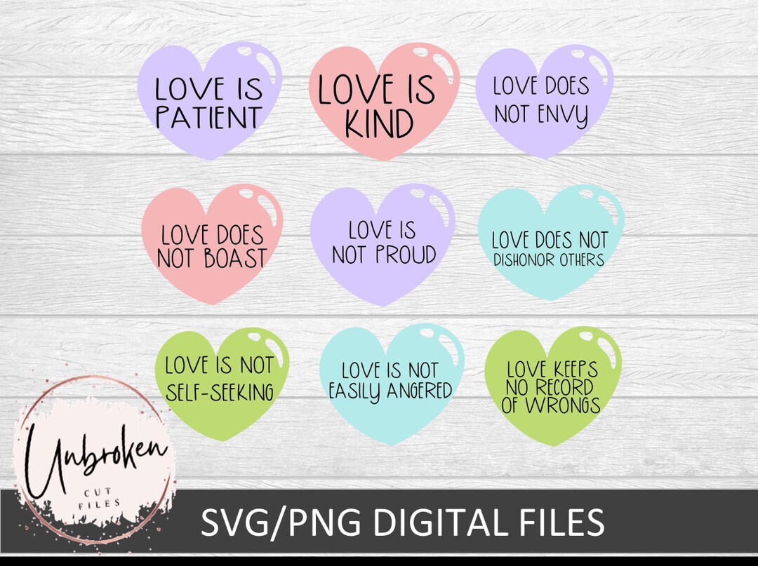 Conversation Hearts | 1 Corinthians 13:4-5 | Christian | Valentine's ...