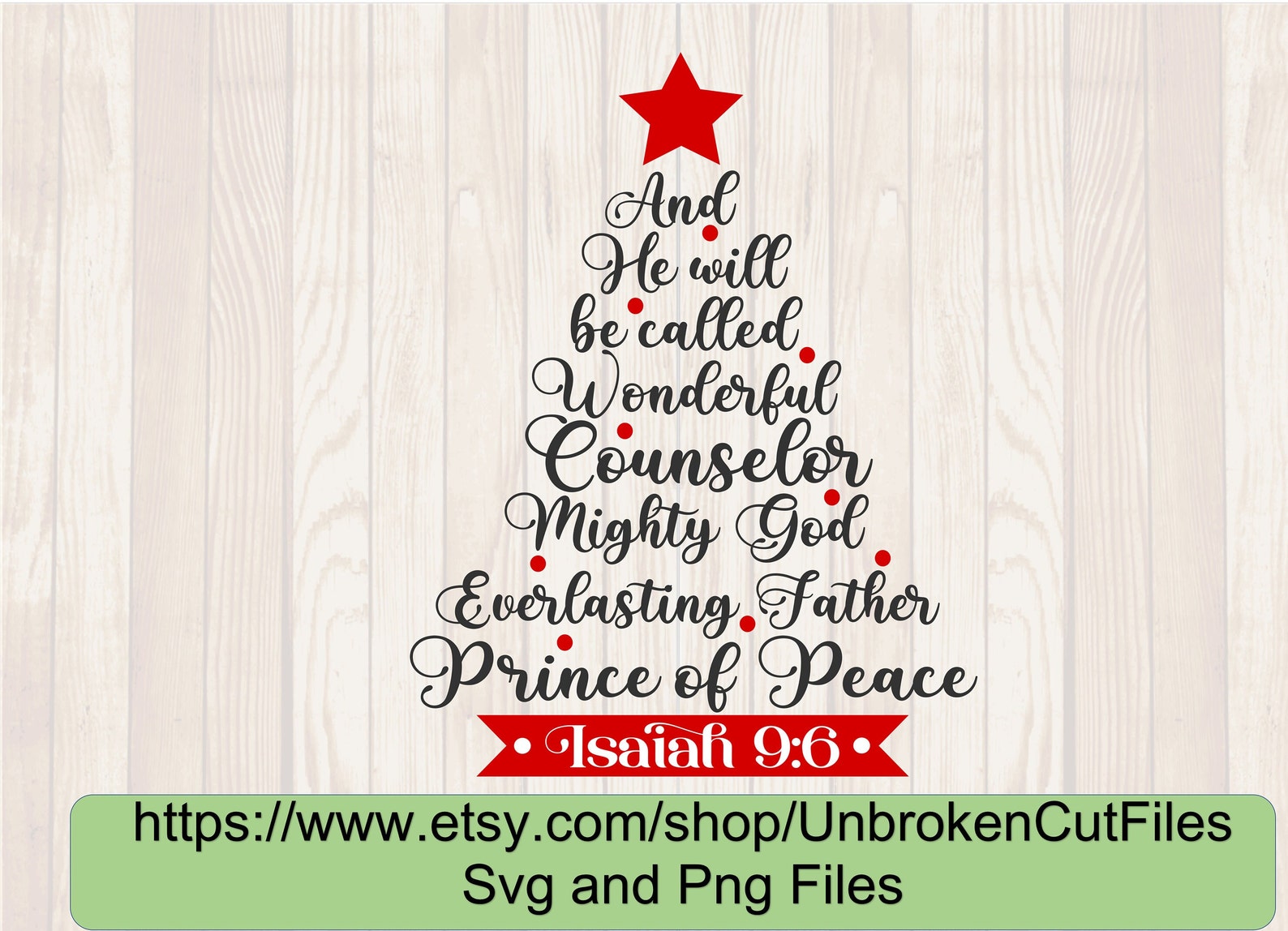 Names of Jesus Christmas Tree PNG, Isaiah 9:6 Sublimation, Holiday ...