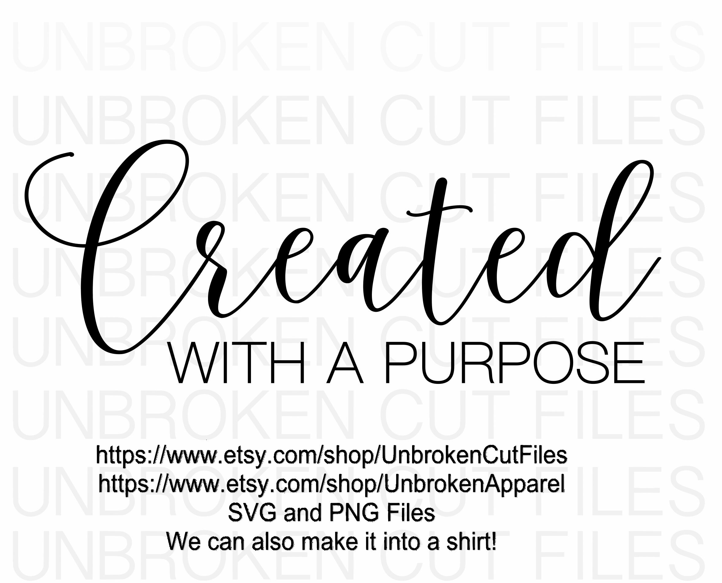 Created with purpose svg Bible saying svg encouragement svg | Etsy