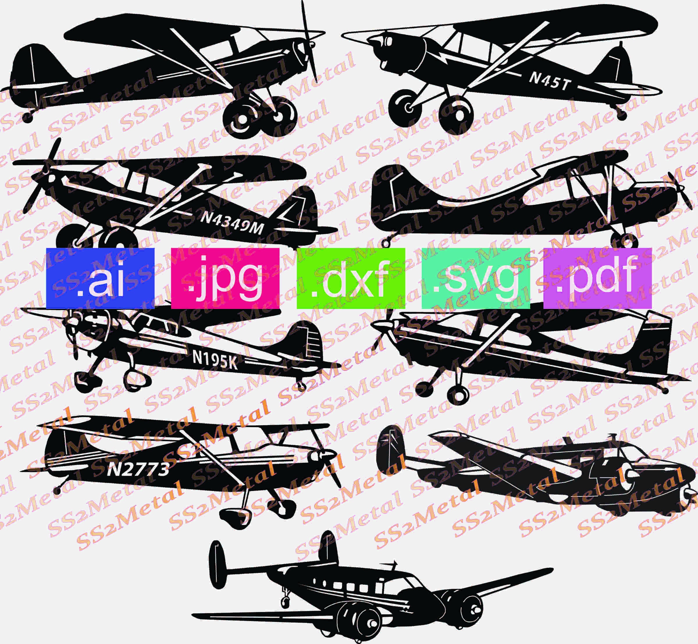 Piper Cub, Luscombe, Cessna Tailwheel SVG Vector Files for Plasma ...