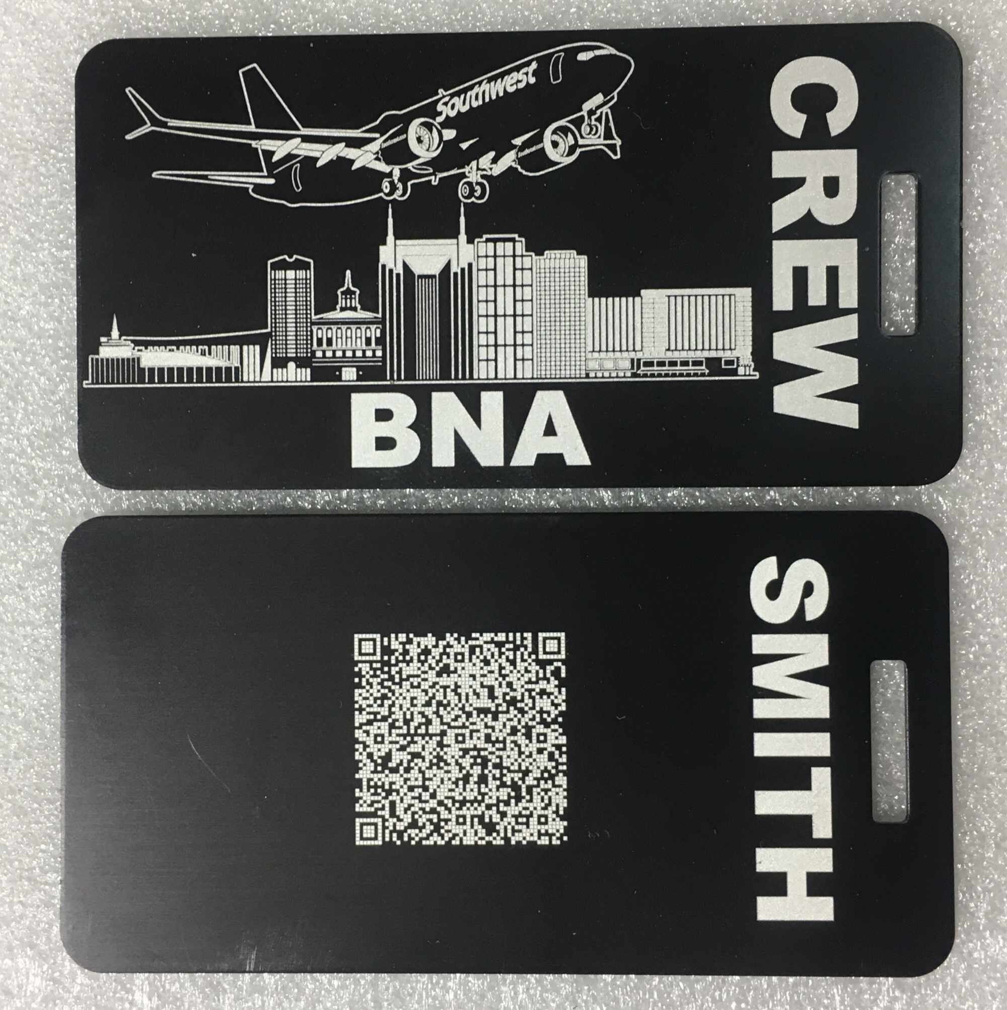 2 SWA Crew Bag Tags Made From Anodized Aluminum Customized With Crew ...