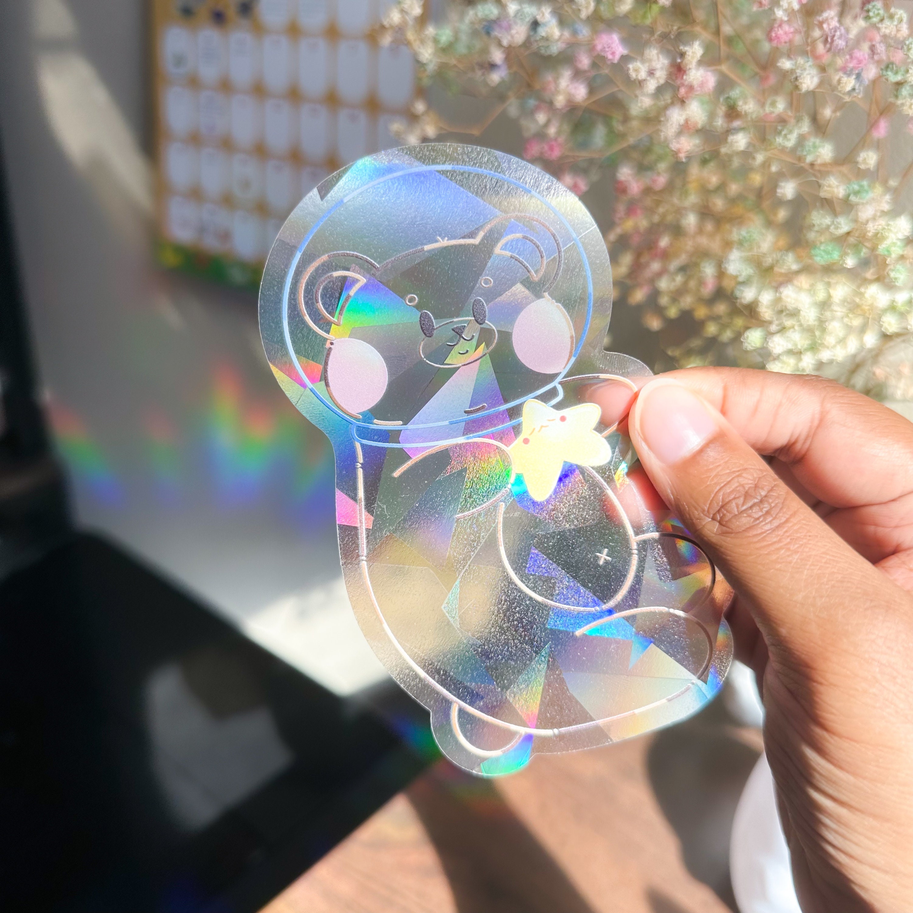 Space Bear Suncatcher Sticker, Window Clings, Rainbow Maker ...