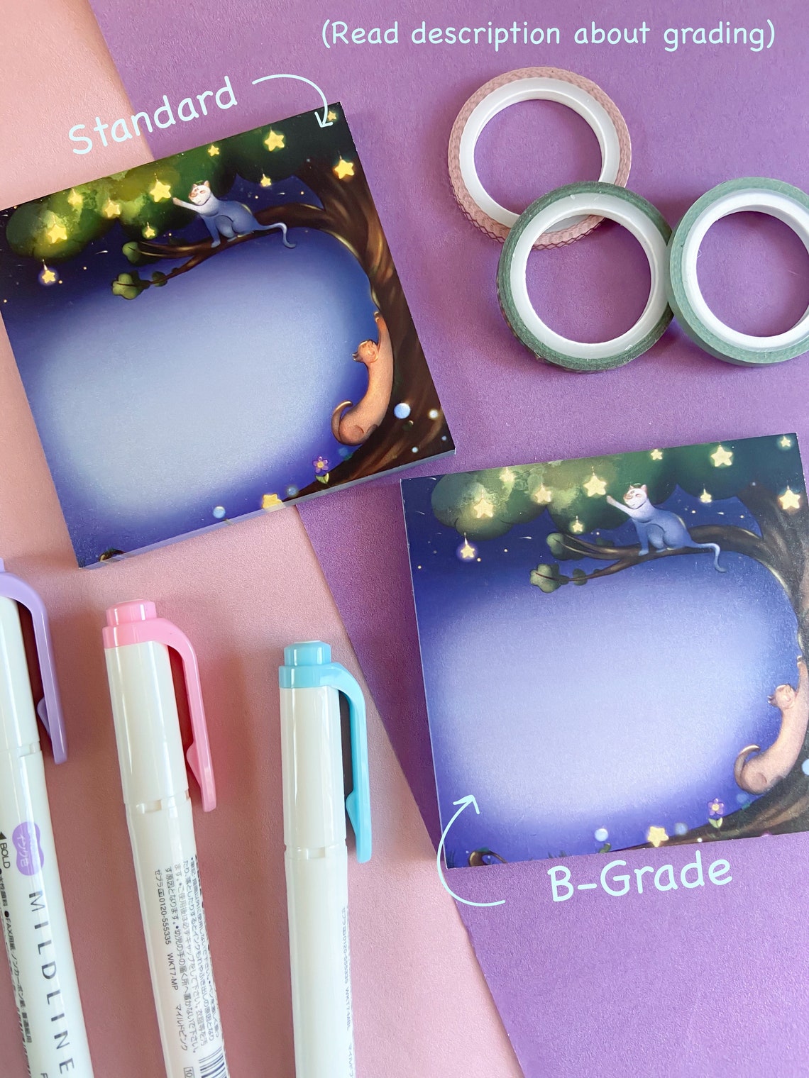 Celestial Cat Sticky Notes, School Supplies, Kawaii Memo Pad, Note Pad ...