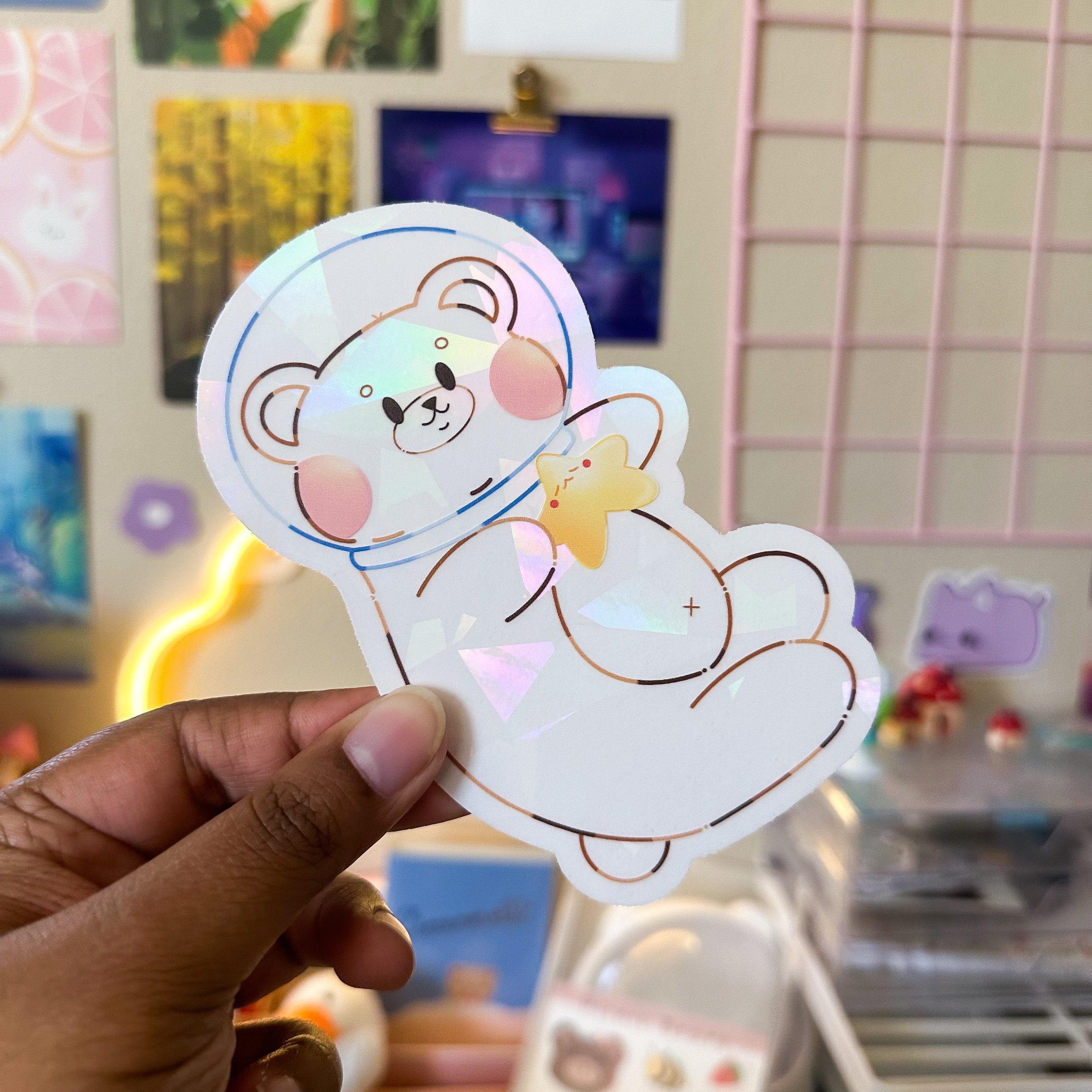 Space Bear Suncatcher Sticker, Window Clings, Rainbow Maker ...