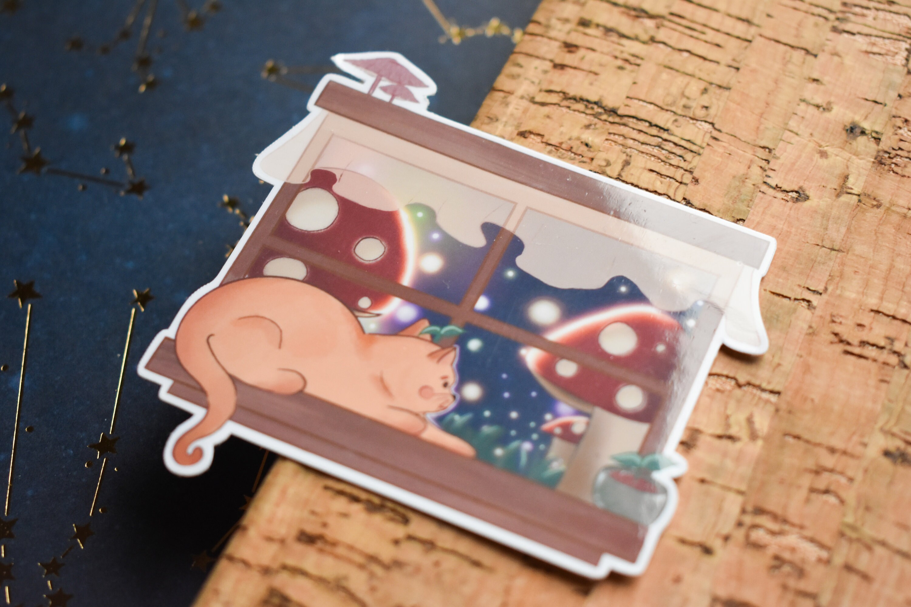 Mushroom Cottage Core Cat Sticker Fairy garden sticker | Etsy
