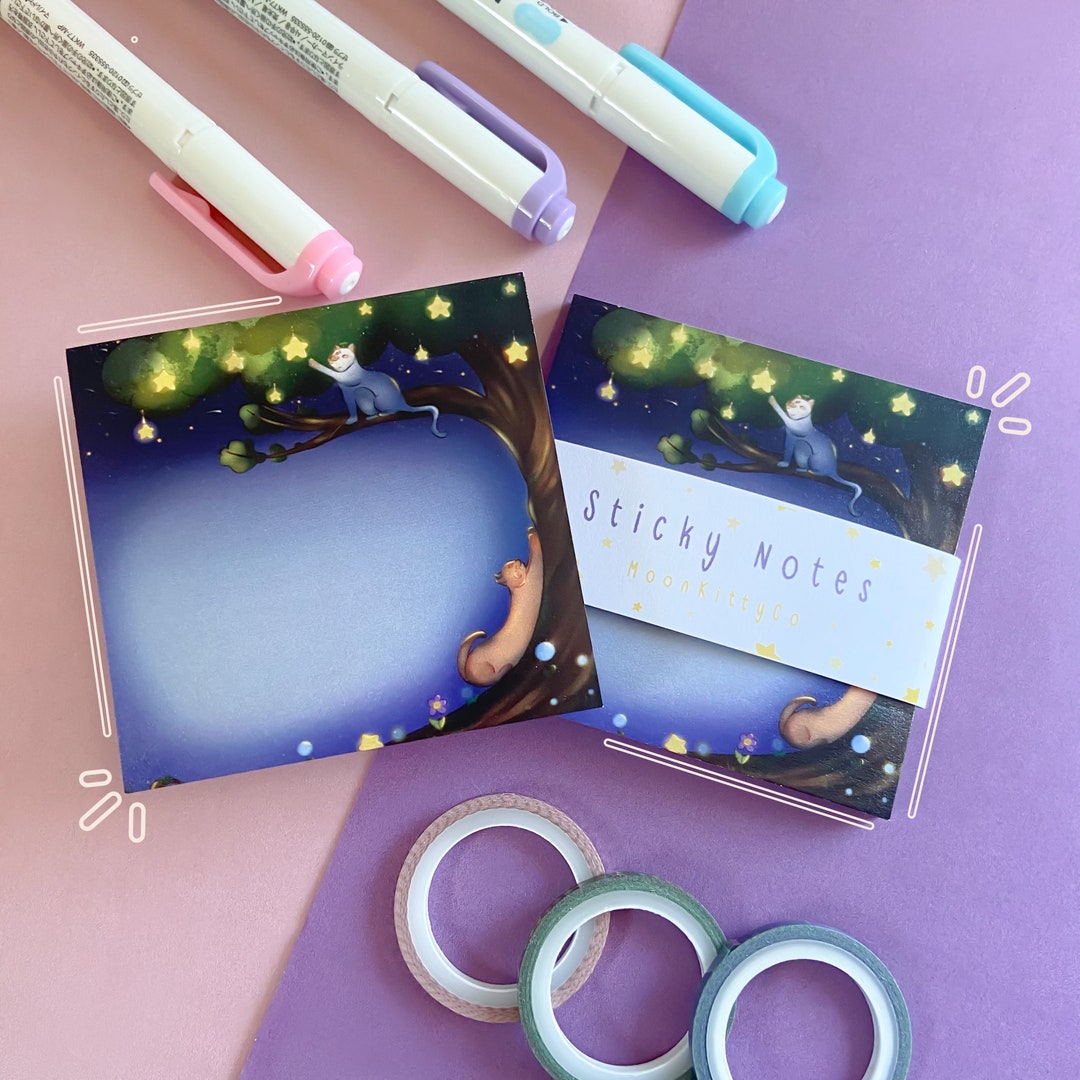 Celestial Cat Sticky Notes, School Supplies, Kawaii Memo Pad, Note Pad ...