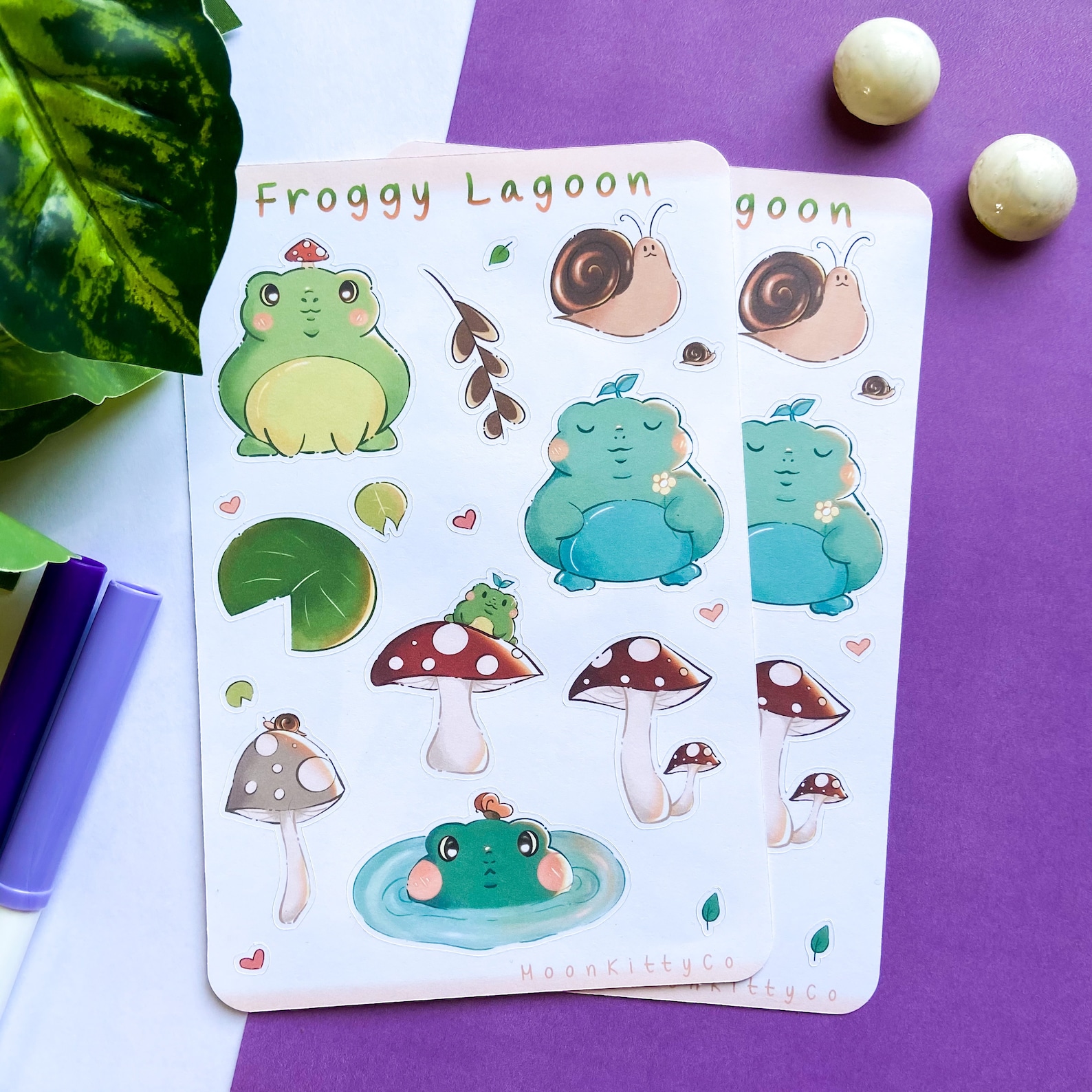 Cute Kawaii Frog Cottage Core Sticker Sheet Mushroom Sticker | Etsy