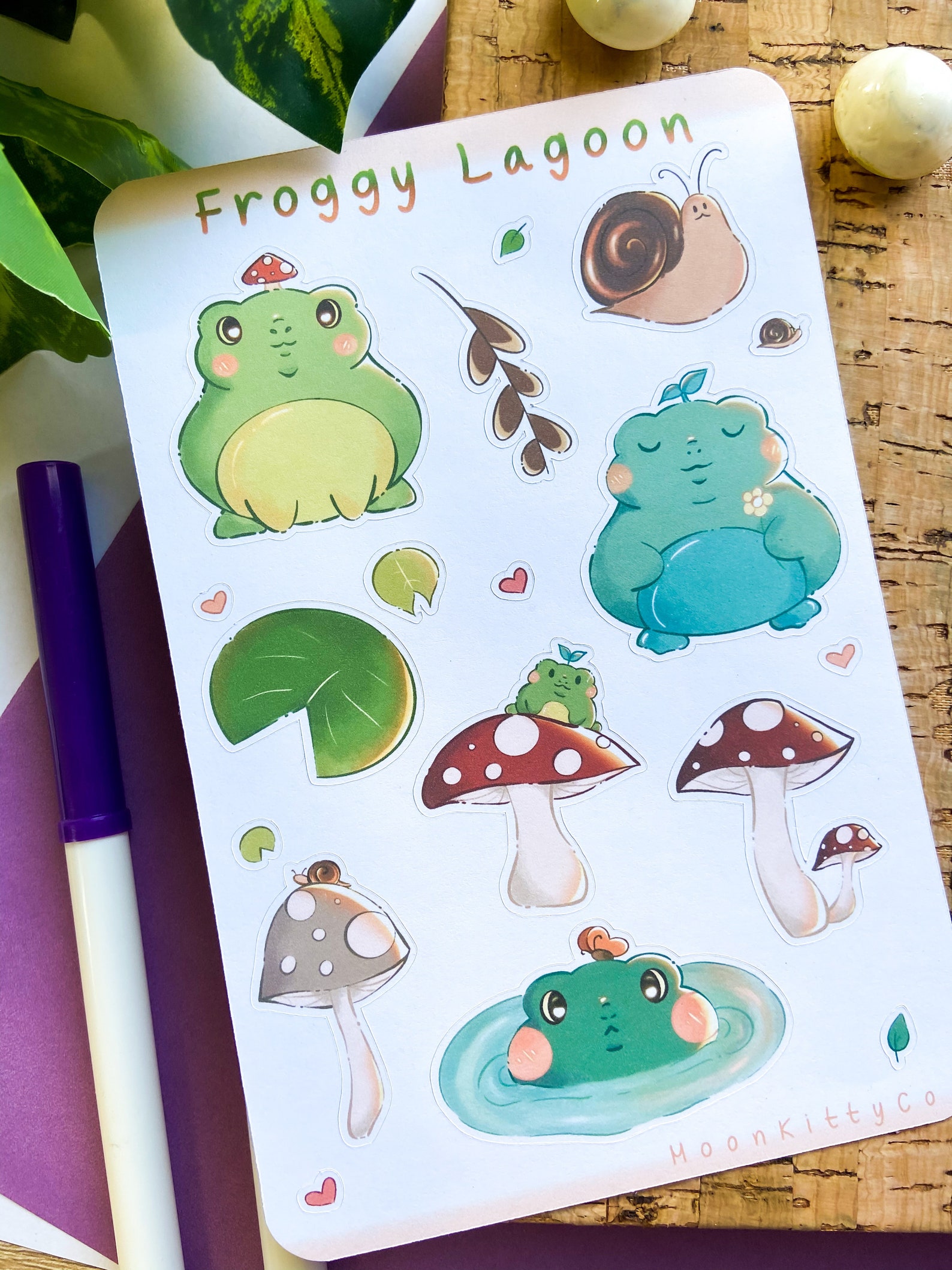 Cute Kawaii Frog Cottage Core Sticker Sheet Mushroom Sticker - Etsy