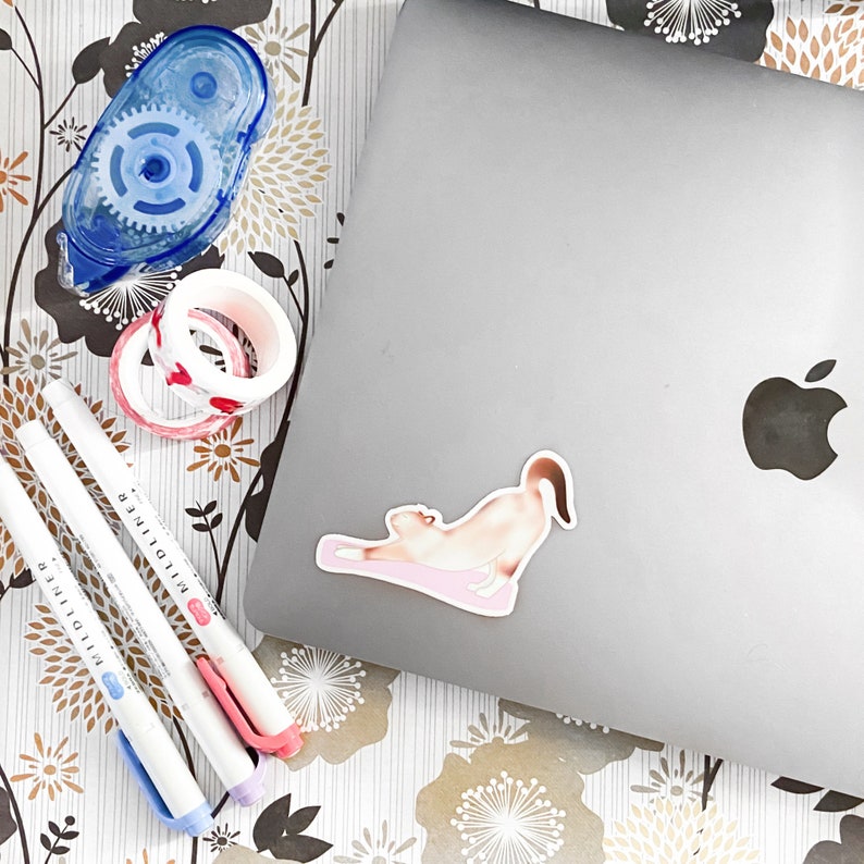 Stretching Yoga Cat Sticker Waterproof Vinyl Sticker Cat - Etsy