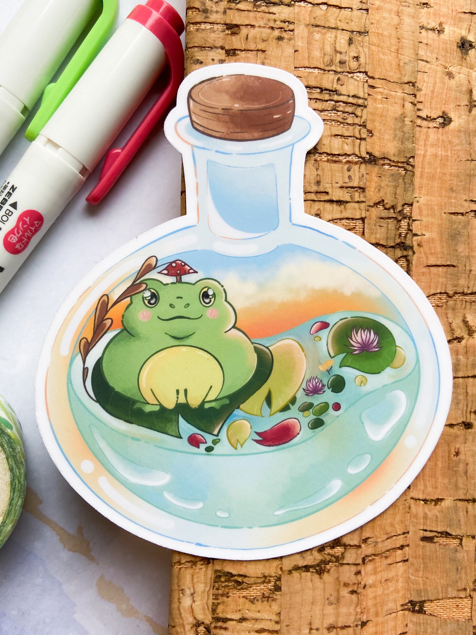 Frog Potion Sticker, Frog Sticker, Frog in a Bottle, Cottagecore ...